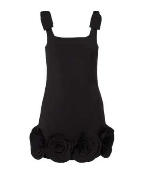 SELF-PORTRAIT Floral-applique Crepe Minidress - Black