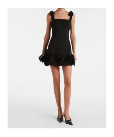 SELF-PORTRAIT Floral-applique Crepe Minidress