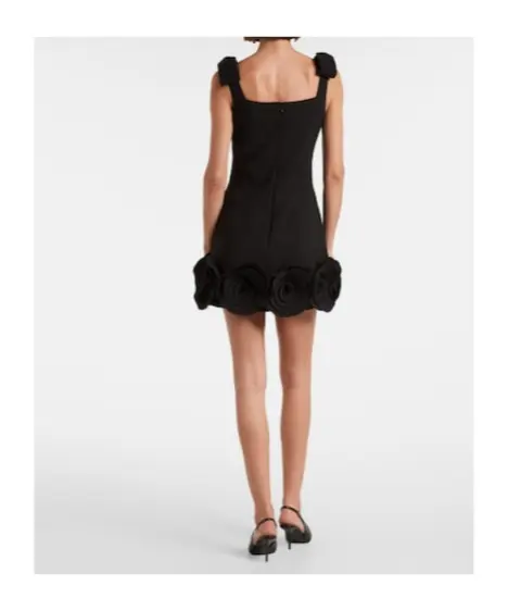 SELF-PORTRAIT Floral-applique Crepe Minidress
