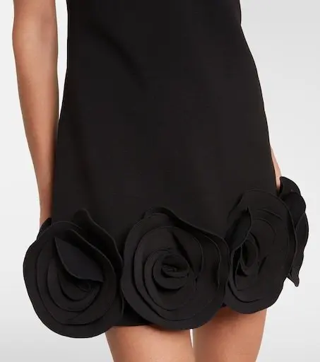 SELF-PORTRAIT Floral-applique Crepe Minidress
