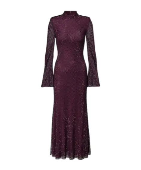 SELF-PORTRAIT Rhinestone Mesh Maxi Dress