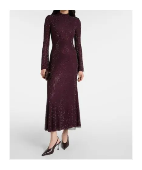 SELF-PORTRAIT Rhinestone Mesh Maxi Dress