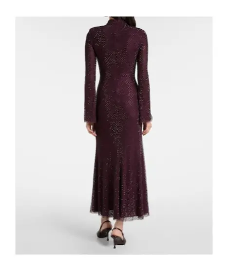 SELF-PORTRAIT Rhinestone Mesh Maxi Dress