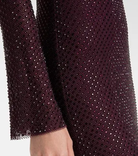 SELF-PORTRAIT Rhinestone Mesh Maxi Dress
