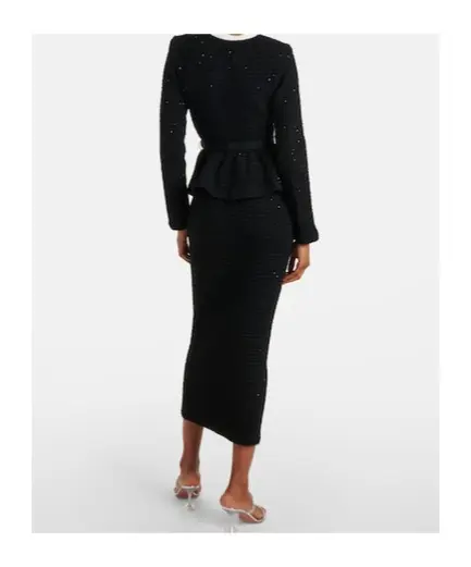 SELF-PORTRAIT Sequined Floral Tweed Midi Dress