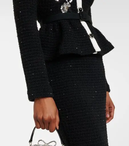 SELF-PORTRAIT Sequined Floral Tweed Midi Dress