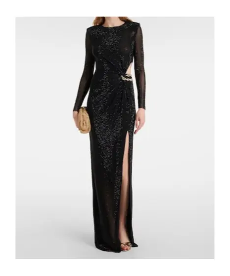 SELF-PORTRAIT Rhinestone-embellished Mesh Maxi Dress