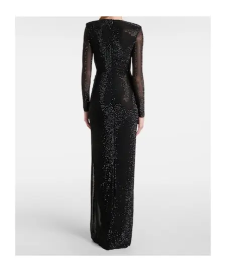 SELF-PORTRAIT Rhinestone-embellished Mesh Maxi Dress