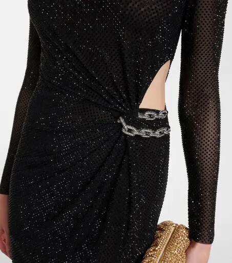 SELF-PORTRAIT Rhinestone-embellished Mesh Maxi Dress