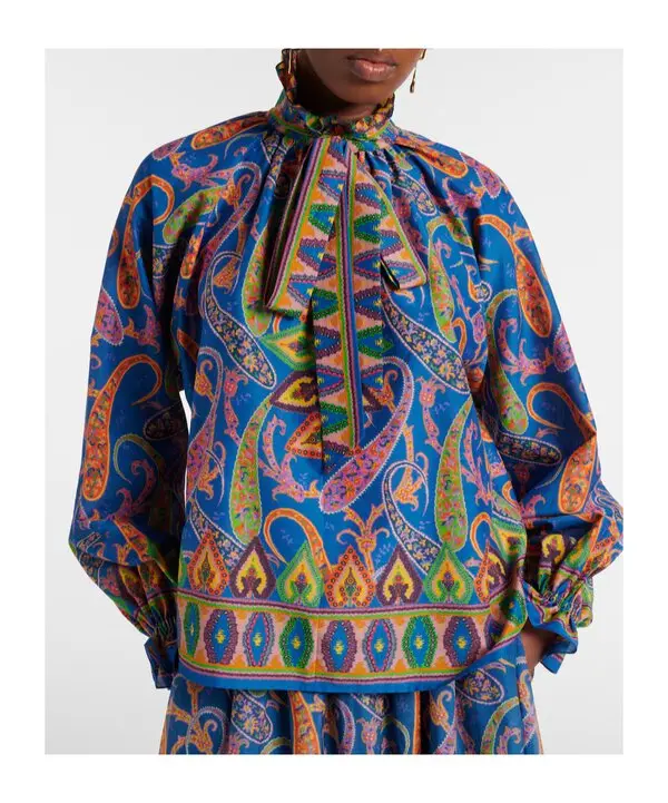 Etro Printed Cotton And Silk Twill Blouse