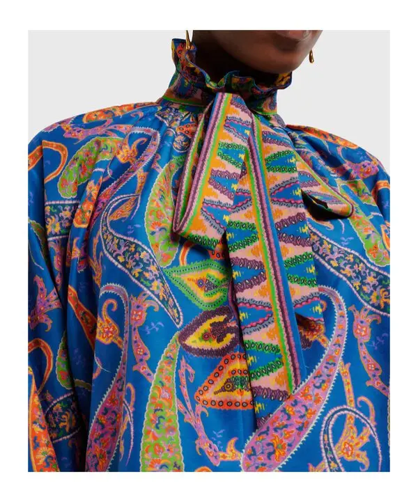 Etro Printed Cotton And Silk Twill Blouse