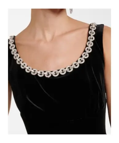 SELF-PORTRAIT Crystal-embellished Velvet Minidress