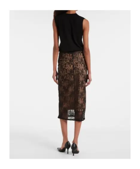 SELF-PORTRAIT Sheer Lace Midi Skirt