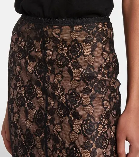 SELF-PORTRAIT Sheer Lace Midi Skirt