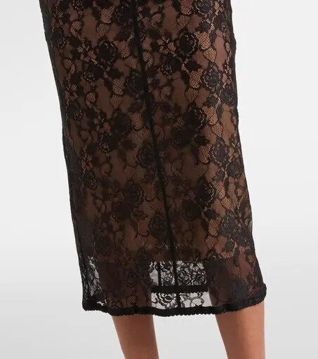 SELF-PORTRAIT Sheer Lace Midi Skirt