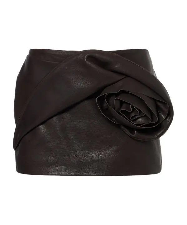 Magda Butrym Floral-appliqué Leather Miniskirt