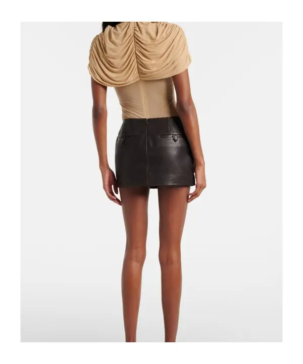 Magda Butrym Floral-appliqué Leather Miniskirt