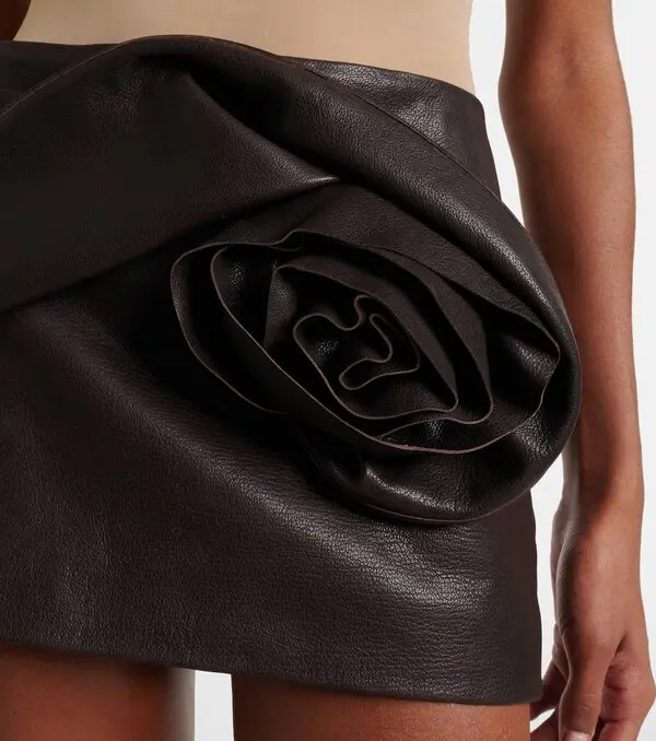 Magda Butrym Floral-appliqué Leather Miniskirt