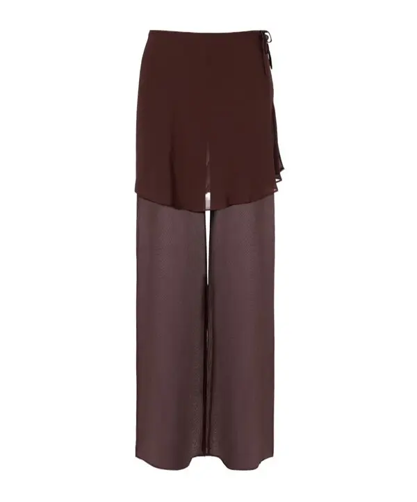 Christopher Esber Sheer Silk Wide-leg Pants - Brown