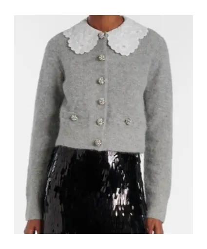 SELF-PORTRAIT Embellished Lace-trimmed Cardigan