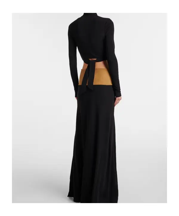 Christopher Esber Contour Cutout Suede-trimmed Jersey Gown