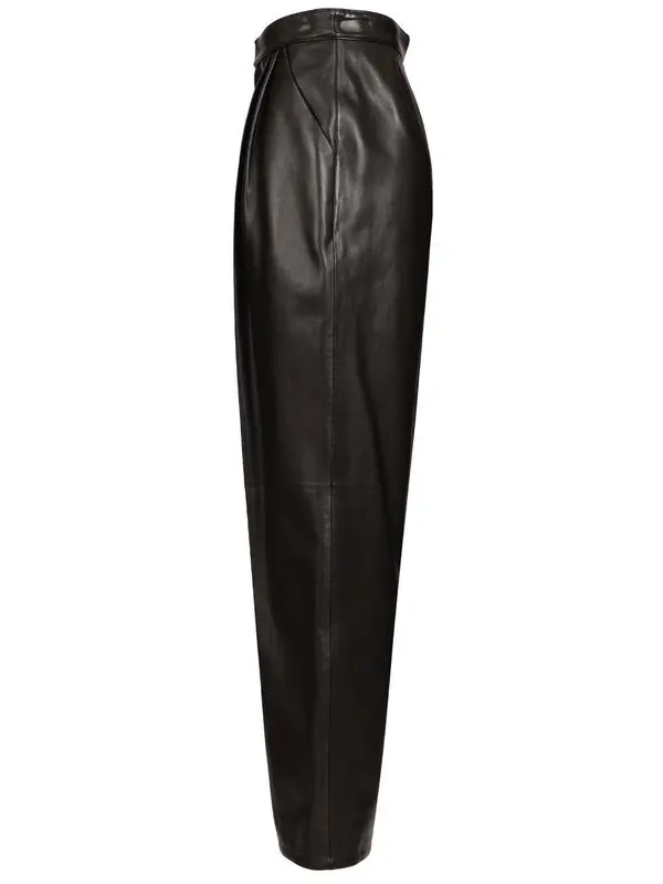 Bottega Veneta Shiny Wide-leg Leather Pants