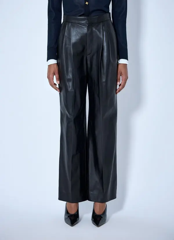 Bottega Veneta Shiny Wide-leg Leather Pants