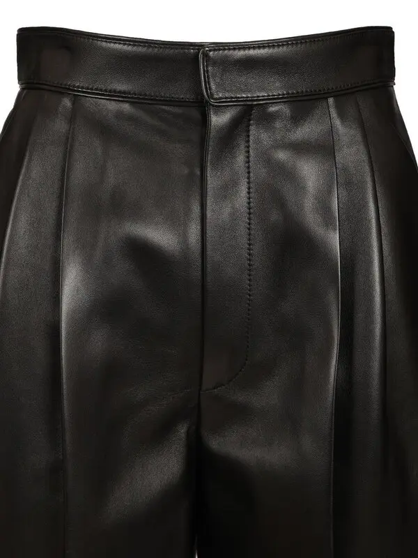 Bottega Veneta Shiny Wide-leg Leather Pants