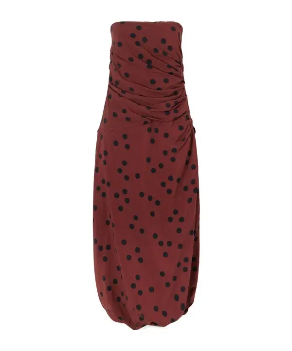 Proenza Schouler Nayara Strapless Pleated Polka Dot Dress