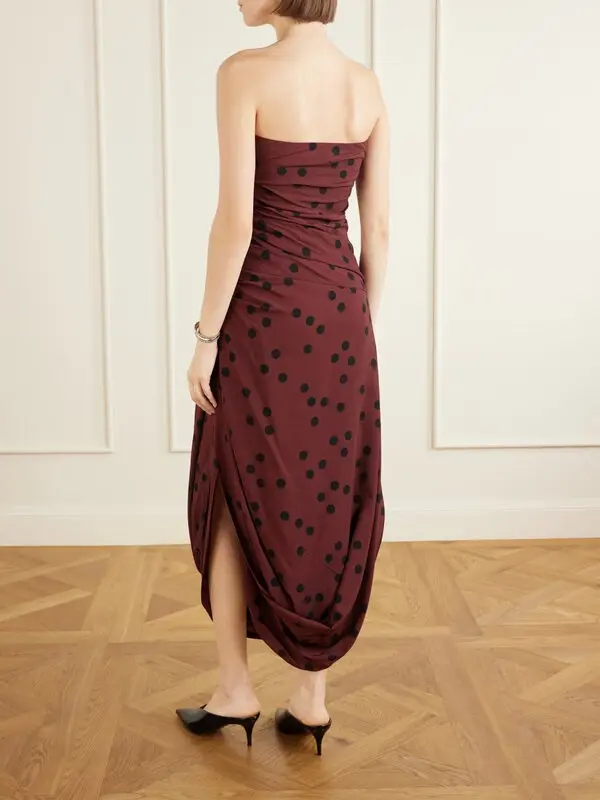 Proenza Schouler Nayara Strapless Pleated Polka Dot Dress