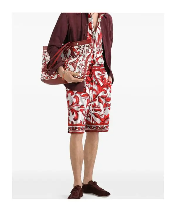 Dolce & Gabbana Majolica-print Striped Poplin Vanity Bermudas