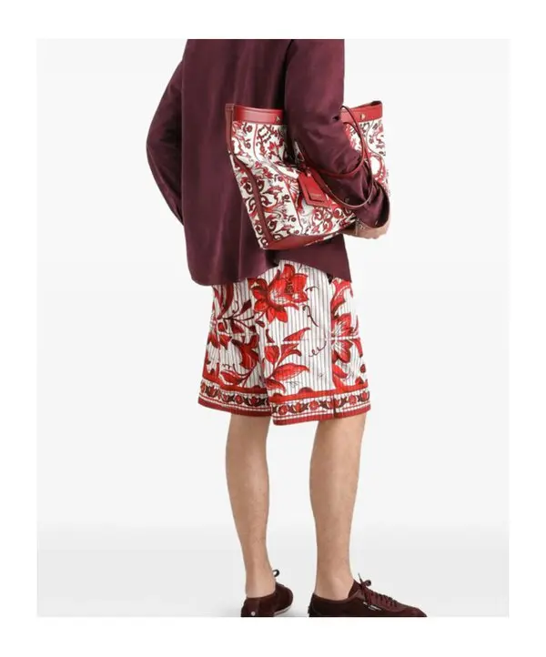 Dolce & Gabbana Majolica-print Striped Poplin Vanity Bermudas