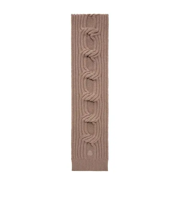 Moncler Cable-knit Logo Scarf - Brown