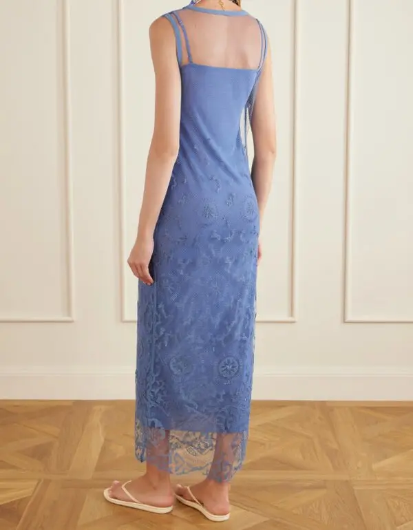 SIR. Embroidered Tulle Midi Dress