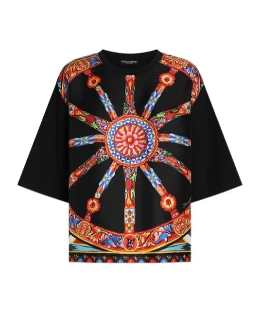 Dolce & Gabbana Carretto-print Jersey T-shirt - Black