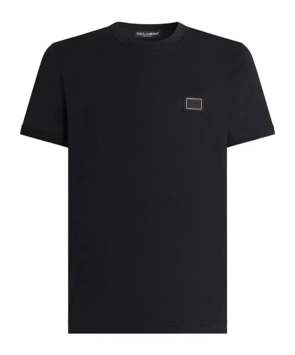 Dolce & Gabbana Logo Plaque Cotton T-shirt - Black