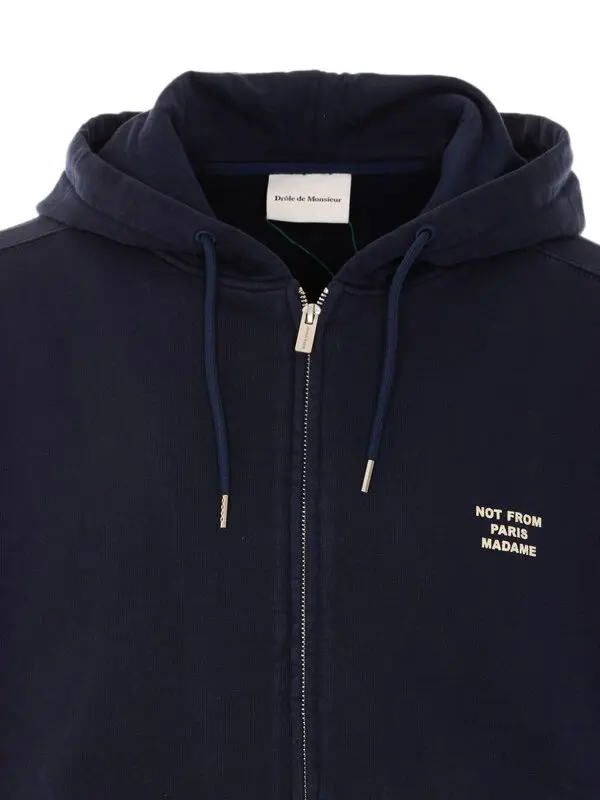 Drole De Monsieur Drôle De Zip-up Drawstring Hoodie - Black