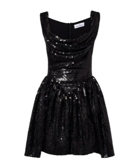VIVIENNE WESTWOOD Mini Sequined Draped Corset Dress - Black