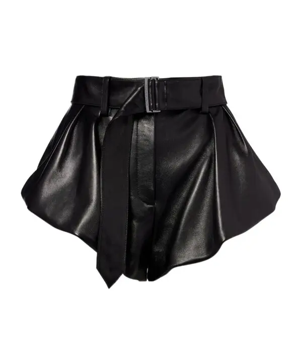 Magda Butrym Belted High-rise Leather Micro Shorts