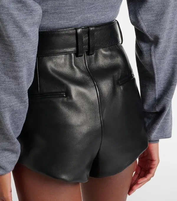 Magda Butrym Belted High-rise Leather Micro Shorts