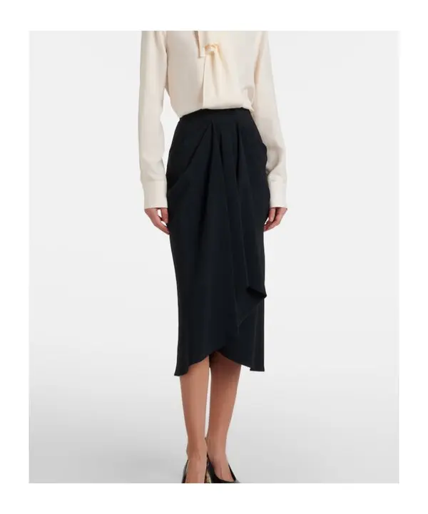 Givenchy Draped Crepe Cady Midi Skirt