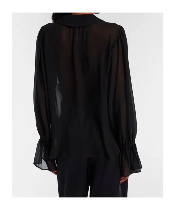 Nina Ricci Ruffled Sheer Silk Blouse