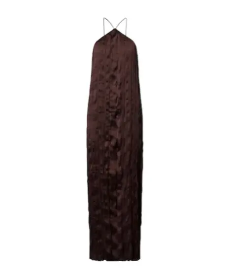 Staud Akari Plissé Halterneck Maxi Dress - Black