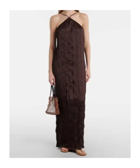 Staud Akari Plissé Halterneck Maxi Dress