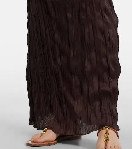 Staud Akari Plissé Halterneck Maxi Dress