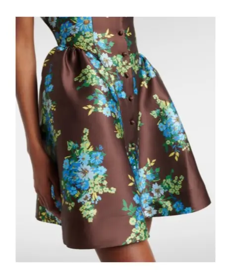 ALEMAIS Floral Peplum Satin Mini Dress