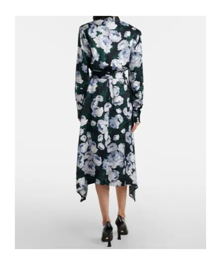 Stella McCartney Floral Tie-neck Satin Midi Dress