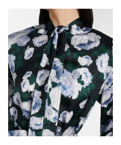 Stella McCartney Floral Tie-neck Satin Midi Dress