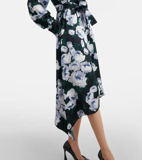Stella McCartney Floral Tie-neck Satin Midi Dress