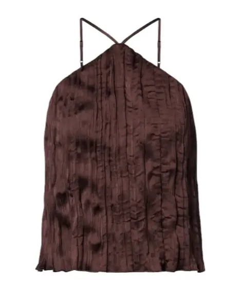Staud Akari Plissé Halterneck Top